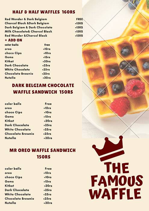Menu of The Famous Waffle, Dhankawadi, Pune