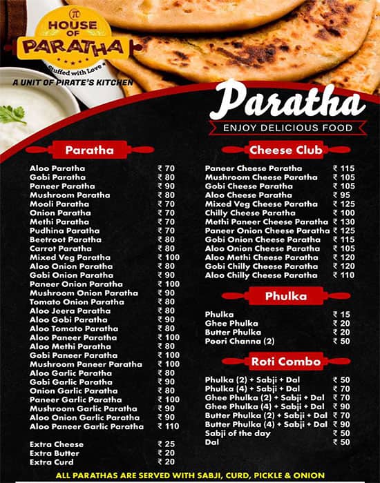 Menu at House of Paratha, Chennai, 234, Nookampalayam Main Road