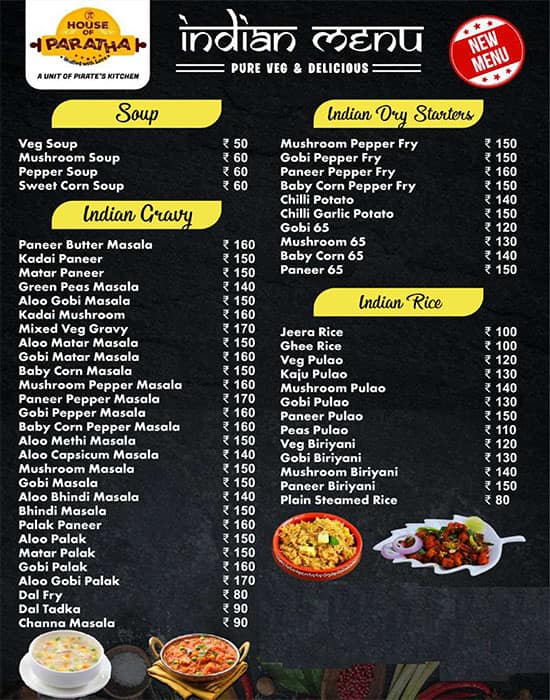 Menu at House of Paratha, Chennai, 234, Nookampalayam Main Road