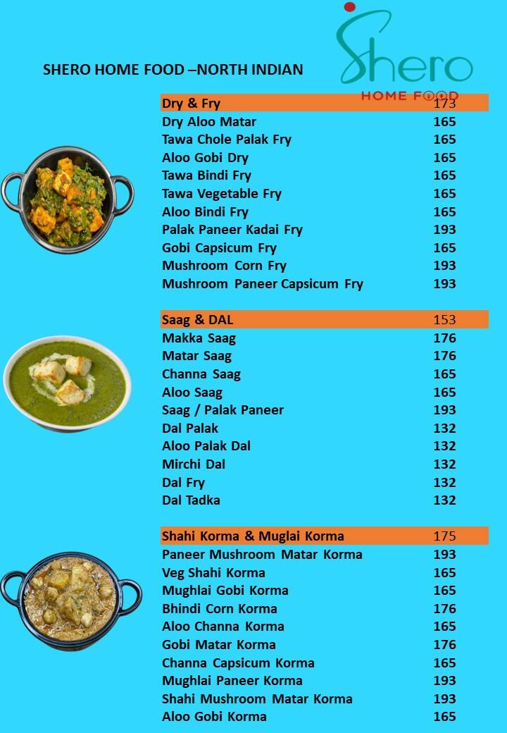 Menu of Shero Home Food - North Indian, Kukatpally, Hyderabad
