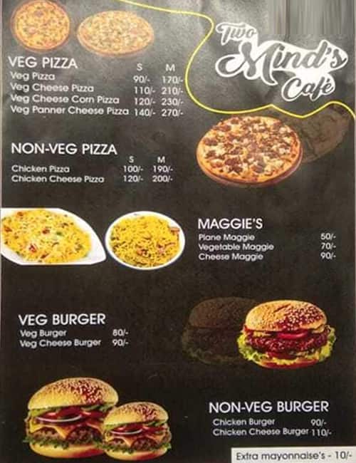 Menu of Two Mind's Cafe, Alibag Beach, Alibag
