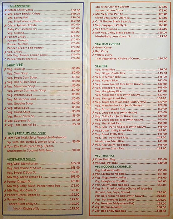 Menu at The China Lawn, Mumbai, plot no 22