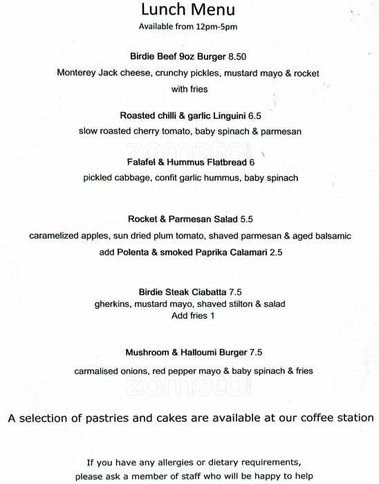 Menu at Birdie Num Nums Cafe, London
