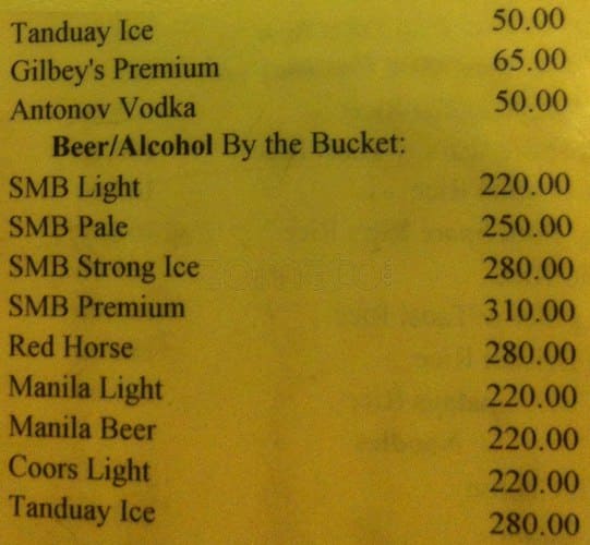 Menu at Panciteria China restaurant, Pasig