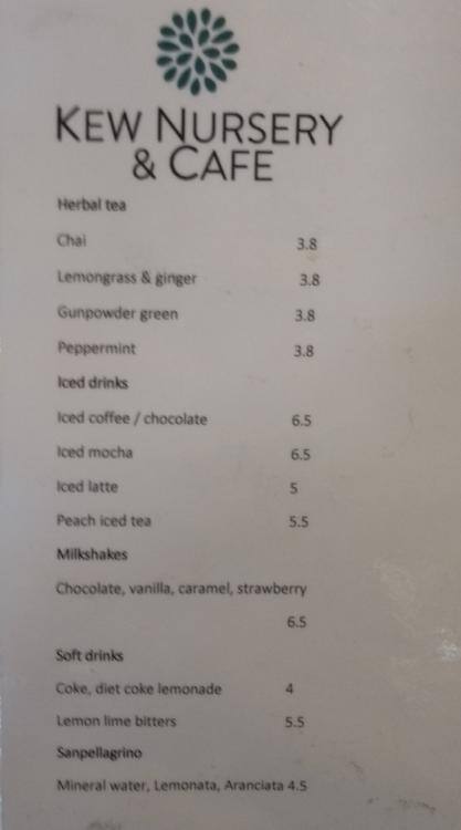 Menu at Kew Nursery & Cafe (Now Olive Tree & The Wheelbarrow Nursery ...