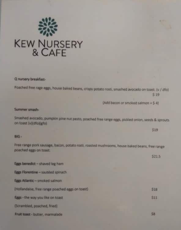 Menu at Kew Nursery & Cafe (Now Olive Tree & The Wheelbarrow Nursery ...