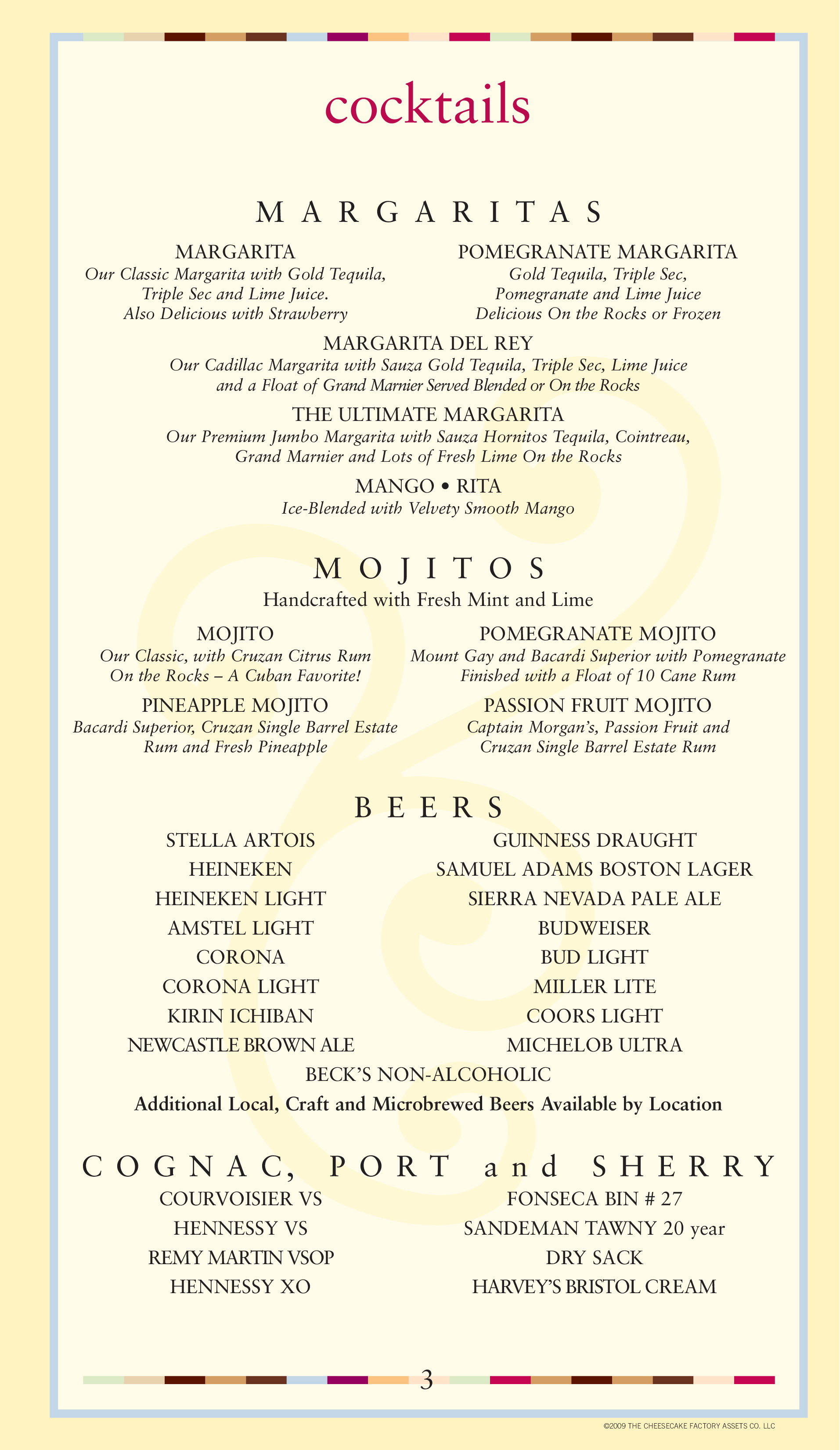 Menu at The Cheesecake Factory, Novi, 27679 Novi Rd