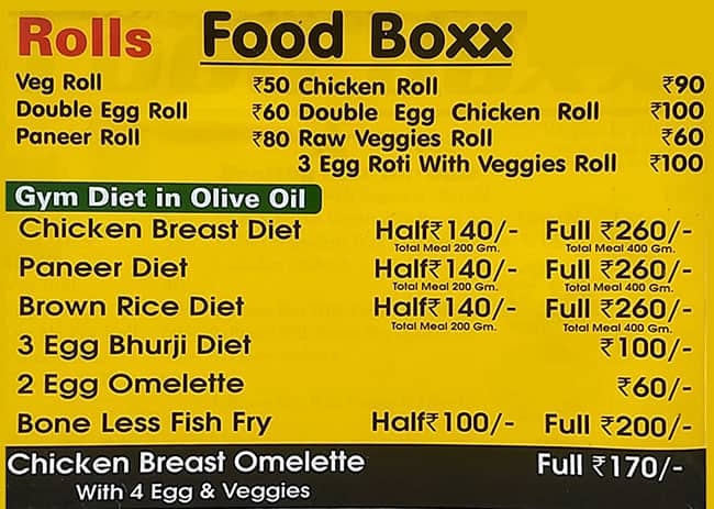 Menu of Food Boxx, Alpha 1, Greater Noida