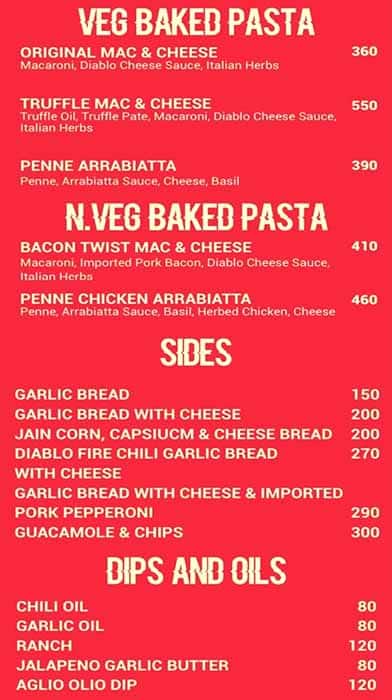 Menu at Diablo Pizza, Mumbai