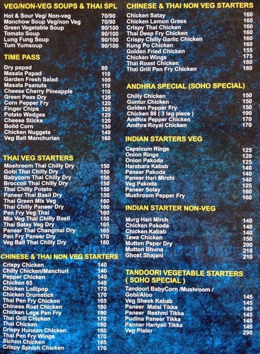 Soho Bar & Grill Menu, Menu for Soho Bar & Grill, Basavanagudi ...