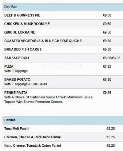 Menu at Cabana Cafe, Dublin, 12 Old Naas Rd