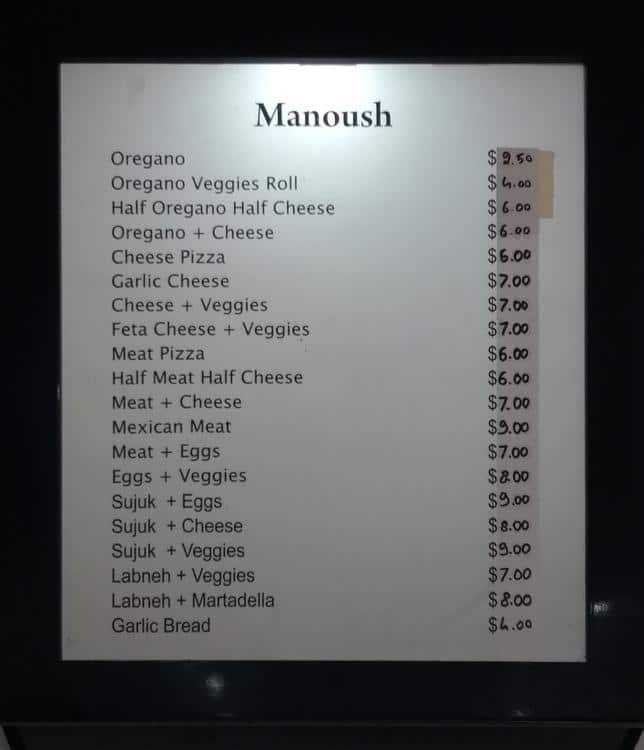 Menu at I Love Manoush Lidcombe fast food, Lidcombe, 2/42-44 Railway St