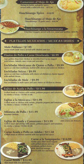 Menu at Mariscos El Amigo restaurant, Hanover Park