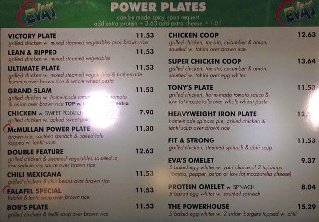 Menu at Eva's pub & bar, New York City, 11 W 8th St