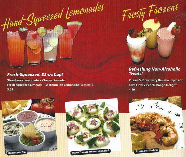 Menu at Picasso's pizzeria, Dallas, Dallas Pkwy