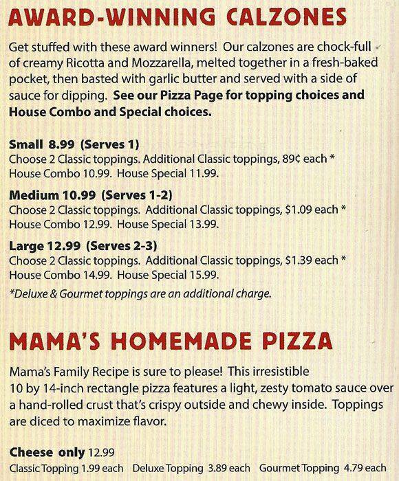 Menu at Picasso's pizzeria, Dallas, Dallas Pkwy