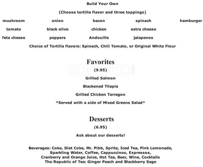 Menu at Almonds Restaurant, Clayton