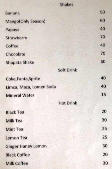 Menu at Meera Family Restaurant, Udaipur, Near Foot Bridge