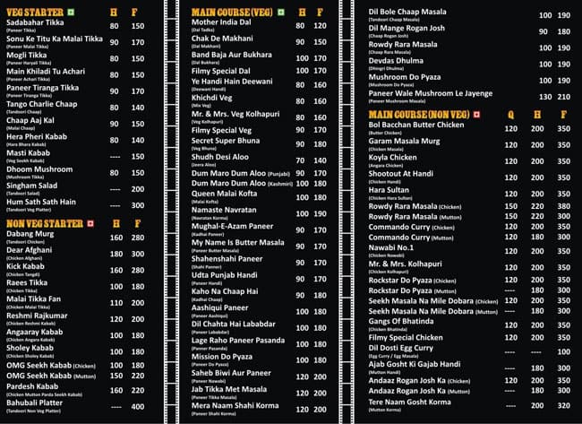 Menu at Filmy Kitchen, Noida