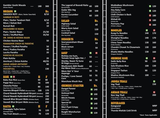 Menu at Filmy Kitchen, Noida