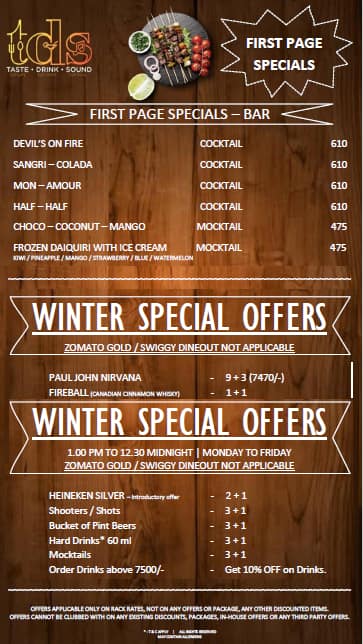 Menu of TDS Restro Lounge, Ramdaspeth, Nagpur