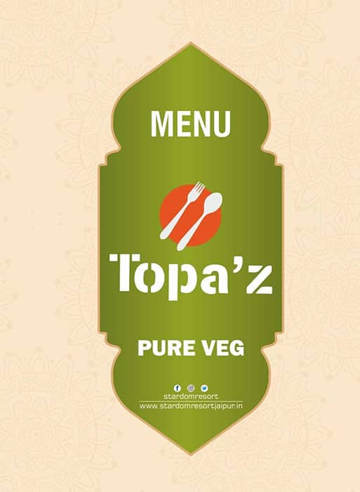 Menu of Topaz, Ajmer Highway, Jaipur