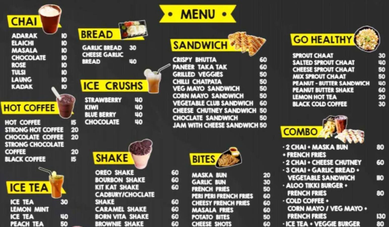 Menu of SKS Chai Sutta Cafe, Gomti Nagar, Lucknow