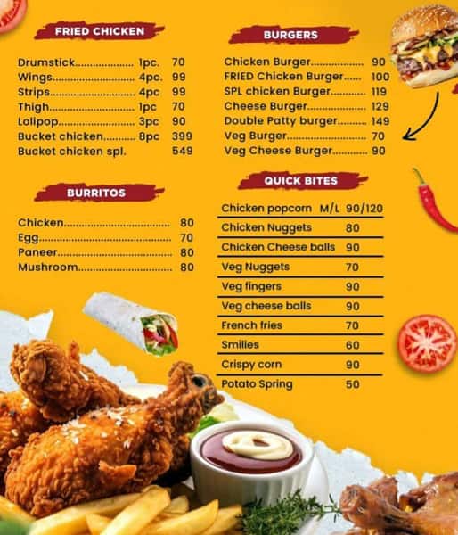 Menu of Fried N Crunchy, Yelahanka, Bangalore