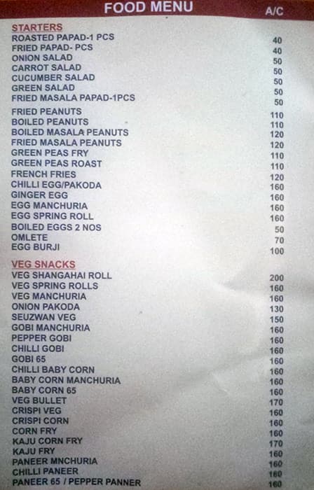 Menu at Nine 9 Restaurant and Bar, Hyderabad, Puppalaguda Rd