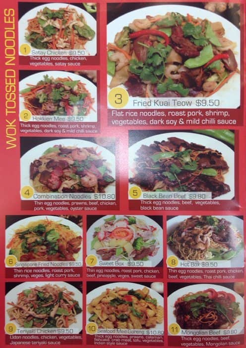 Menu at Noodle Paradise restaurant, Menai