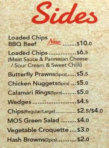 Menu at Mos Burger restaurant, Upper Mount Gravatt