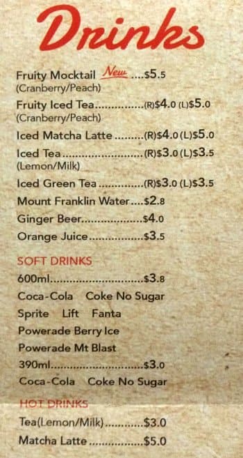 Menu at Mos Burger restaurant, Upper Mount Gravatt