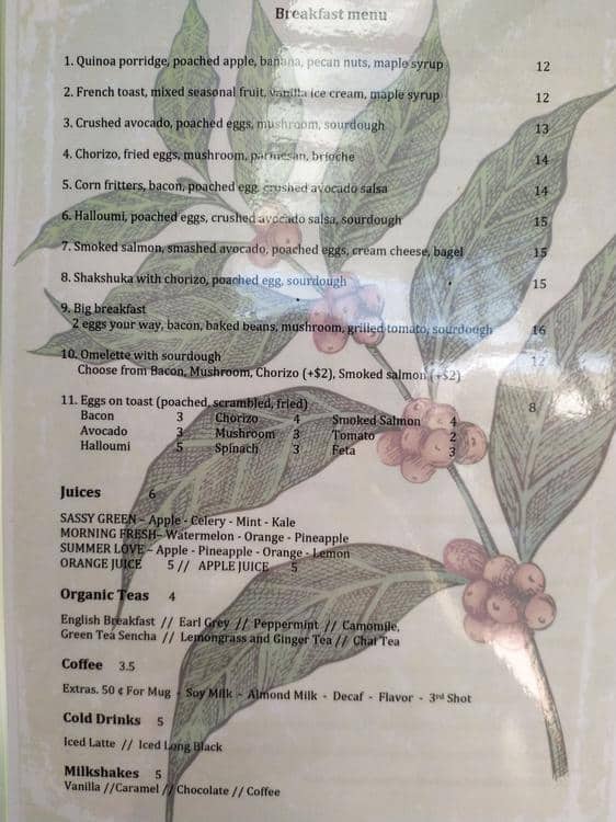 Menu at Home Espresso cafe, North Sydney, Platform 3/107 Mount St