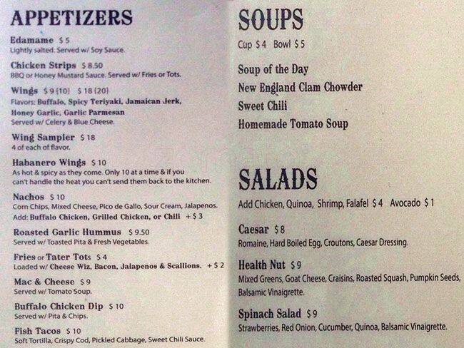 Menu at Urban Saloon pub & bar, Philadelphia, Fairmount Ave
