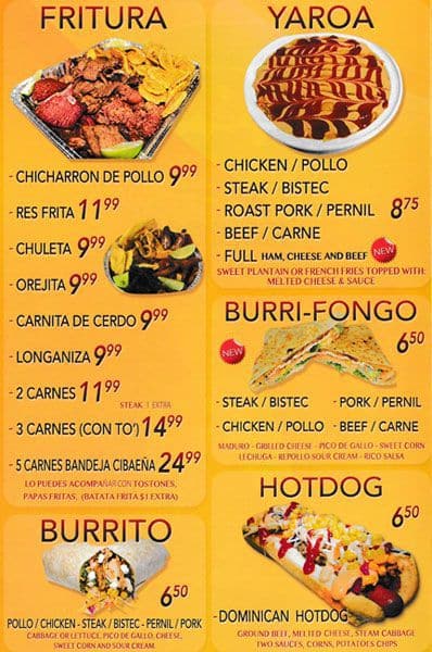 Menu at Rico chimi fast food, New York City, 80-01 Atlantic Ave