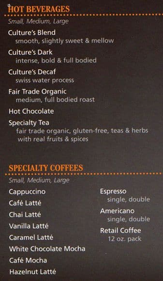 Menu at Coffee Culture Café & Eatery, Steinbach, 343 Main St #327