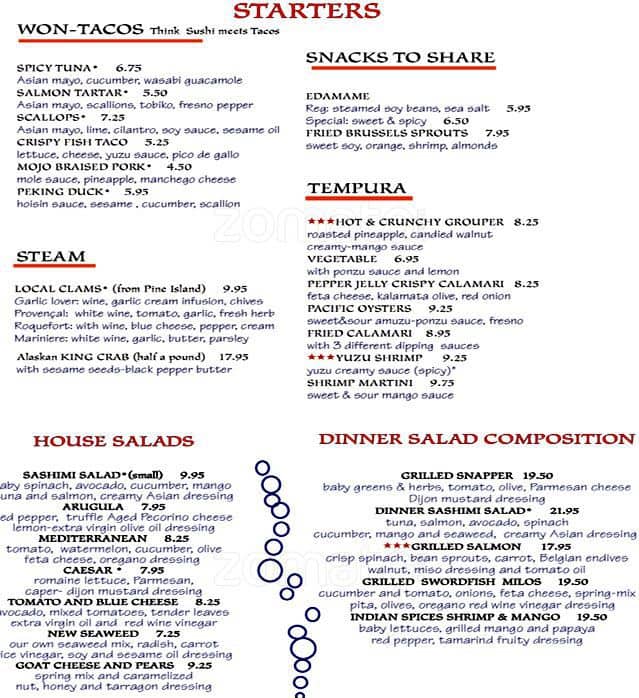 Menu at USS Nemo Restaurant, Naples