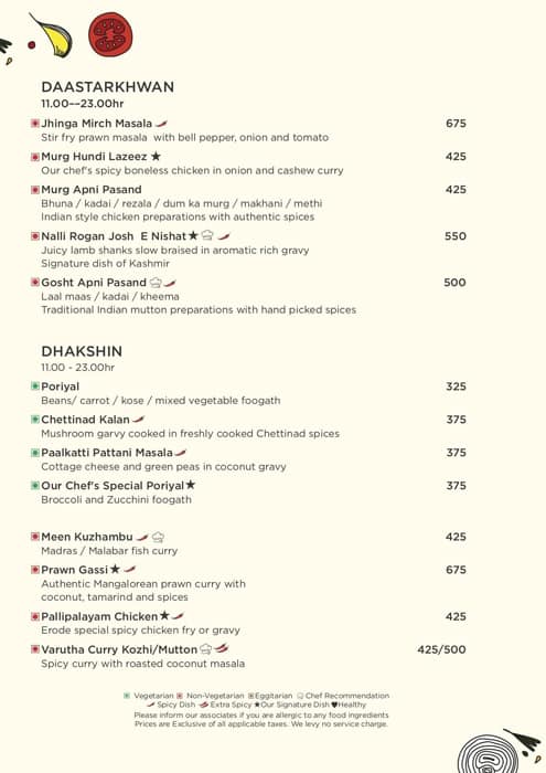 Menu at Tangerine, Salem