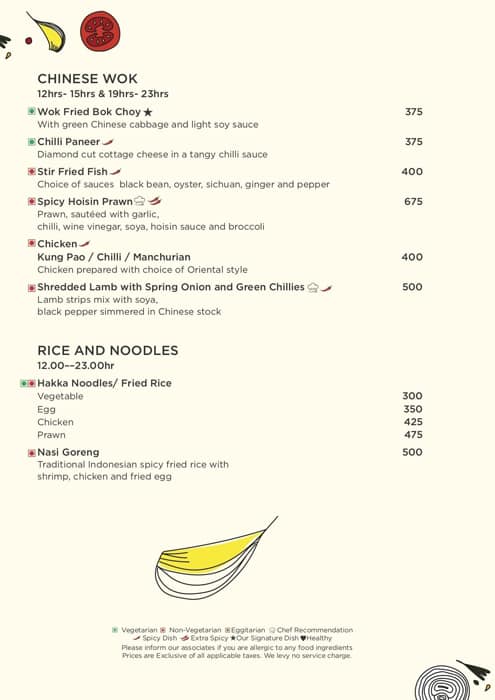 Menu at Tangerine, Salem