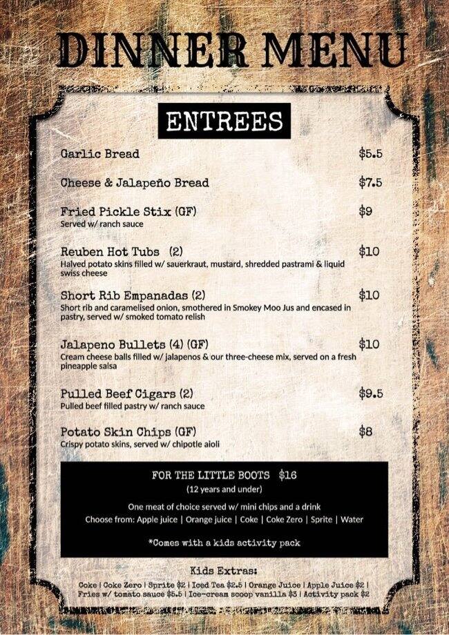 Menu at Smokey Moo restaurant, Brisbane City, Shop 3001