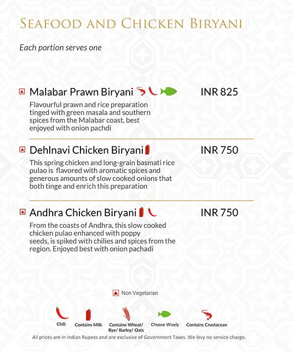 Menu at ITC Gardenia - Biryani and Pulao Collection, Bengaluru