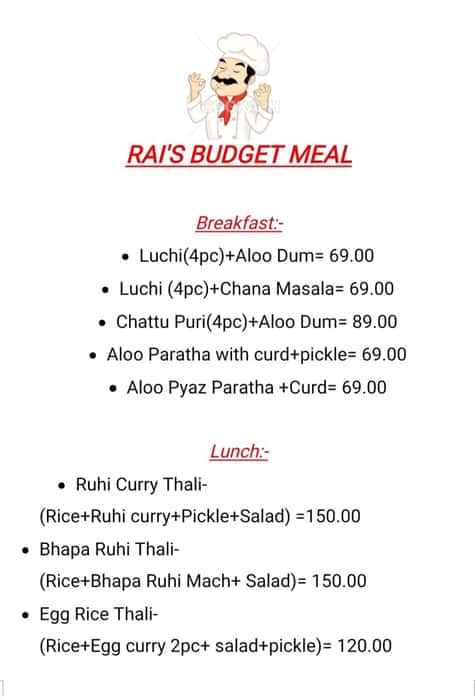 Menu of Rai Budget Meal, Kestopur, Kolkata