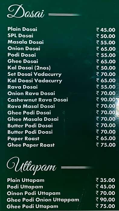 Menu at MICHAEL UNAVAGAM, Chennai, a 89