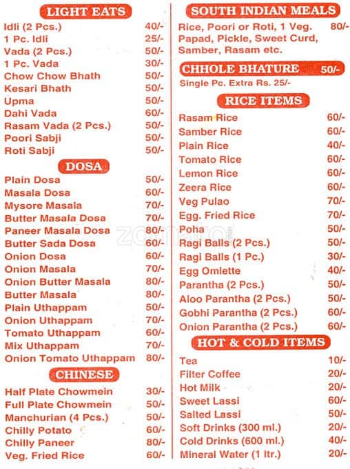 Menu at Karnataka Foods, Delhi, 71
