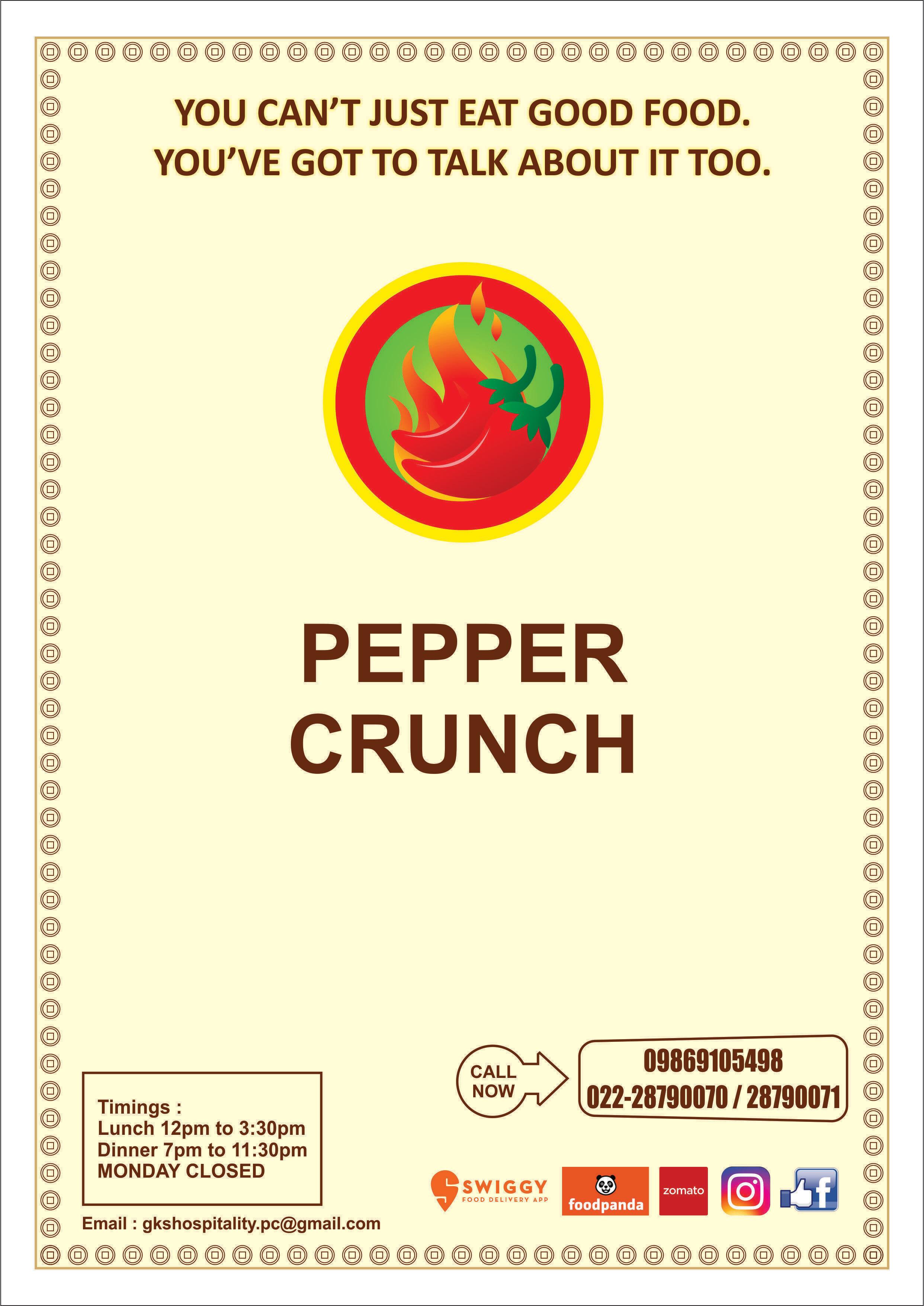 Pepper Crunch Menu, Menu for Pepper Crunch, Goregaon West, Mumbai - Zomato