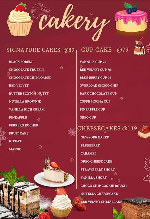 Menu of Cakery, Kukatpally, Hyderabad