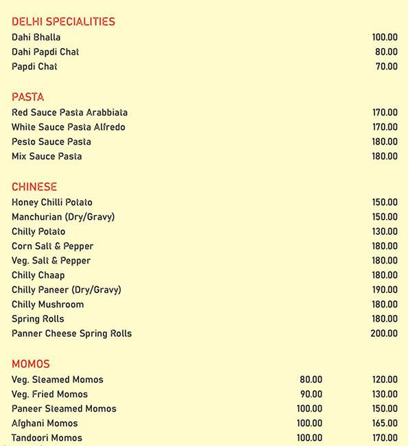 Menu at Delhi Live Kitchen, Udaipur