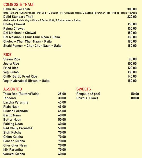 Menu at Delhi Live Kitchen, Udaipur