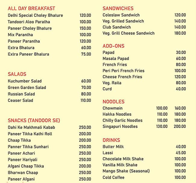 Menu at Delhi Live Kitchen, Udaipur