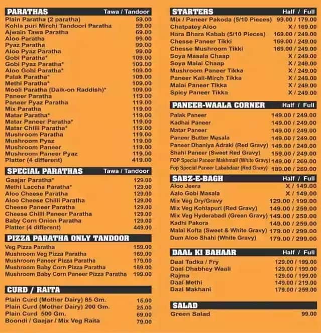 Menu of Balaji Restaurant, Sector 31, Noida